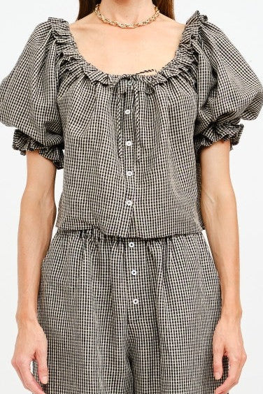 Bijou Gingham Puff Sleeve Top – Bolt Ranch Store