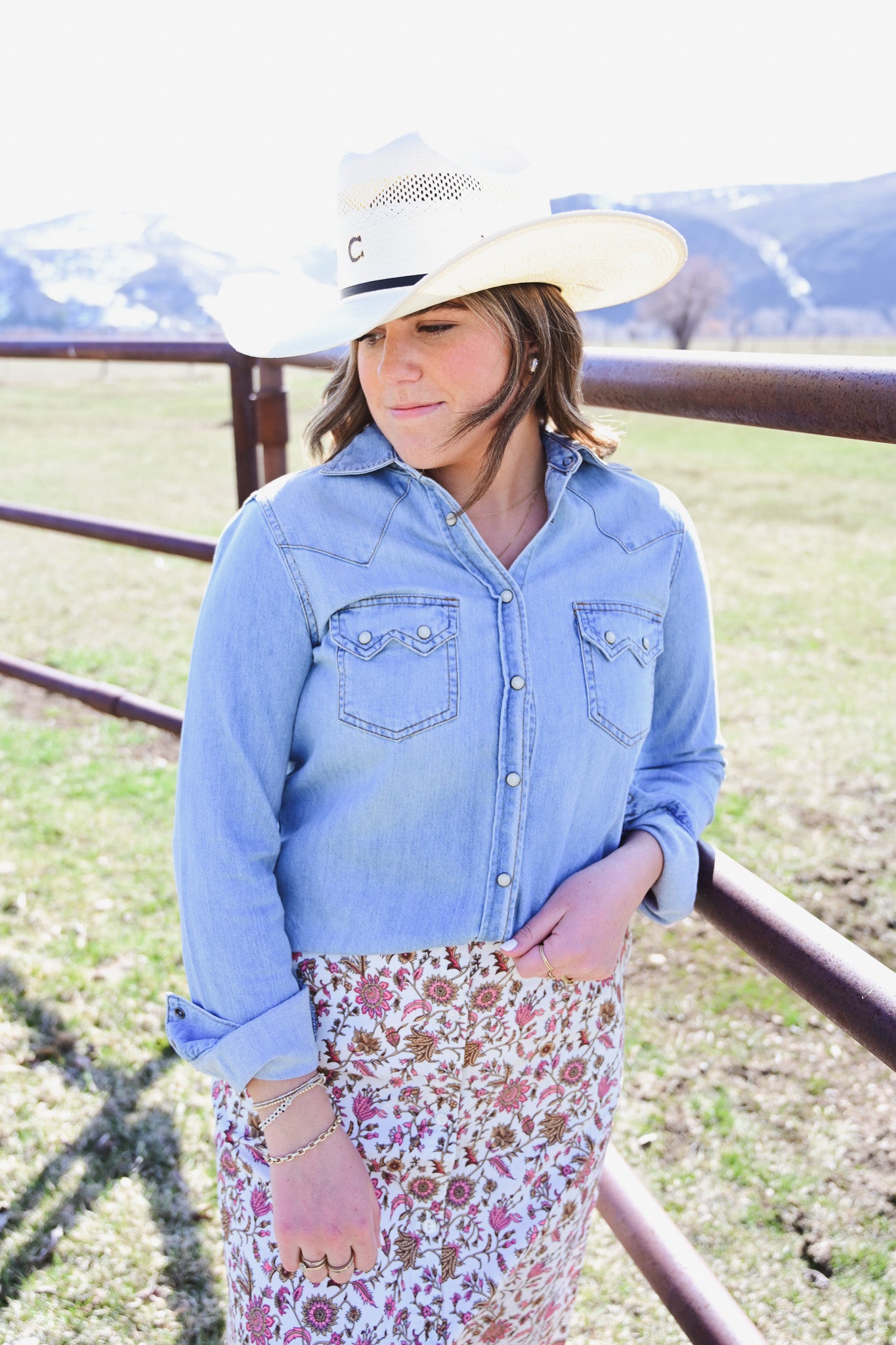 Stetson Denim Blouse with Pockets available at boltranchstore.com ...